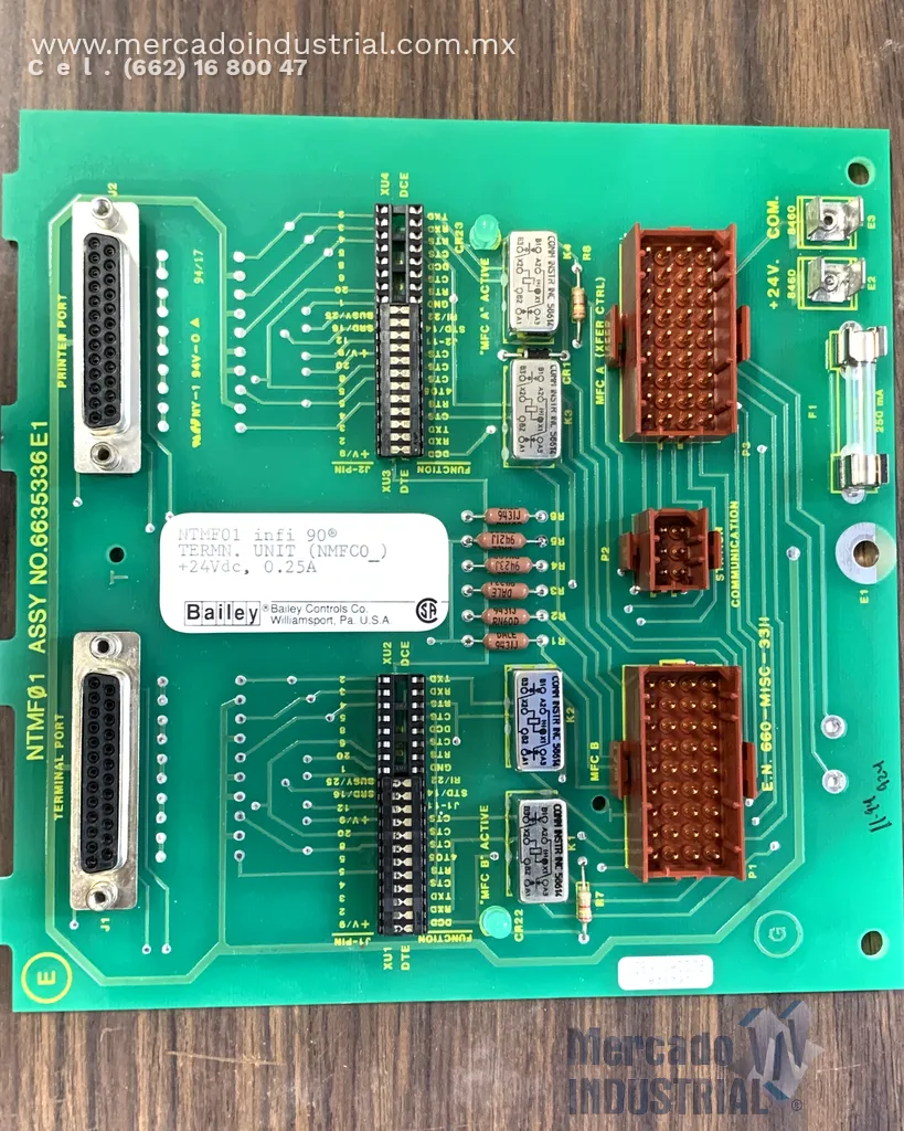 Unidad de terminación de controlador 24VDC modelo NTMF01 marca BAILEY - Mercado Industrial